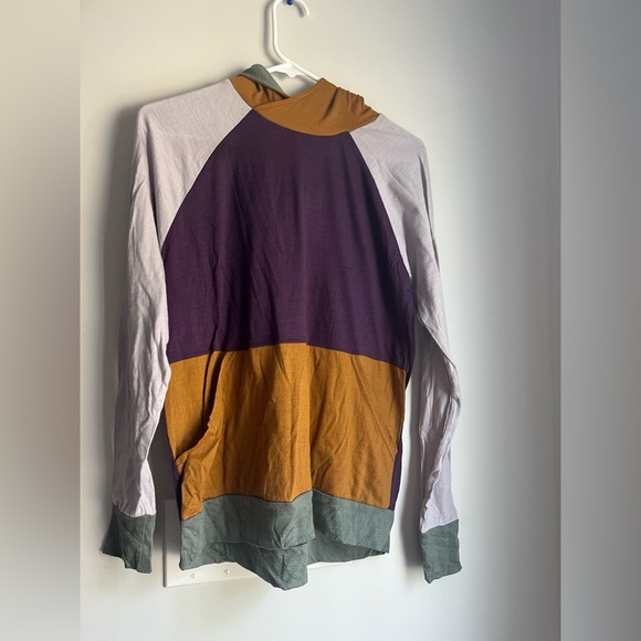 Wool& | Tops | Colorblock Hoodie With Purple Mustard And Green ...